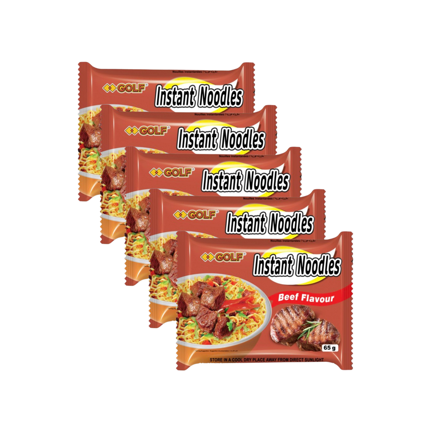 Golf instant noodles beef flavour 5x65g – Sunfree Trading